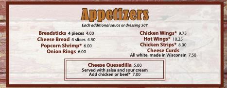 The Shed menu in Spring Green, Wisconsin, USA