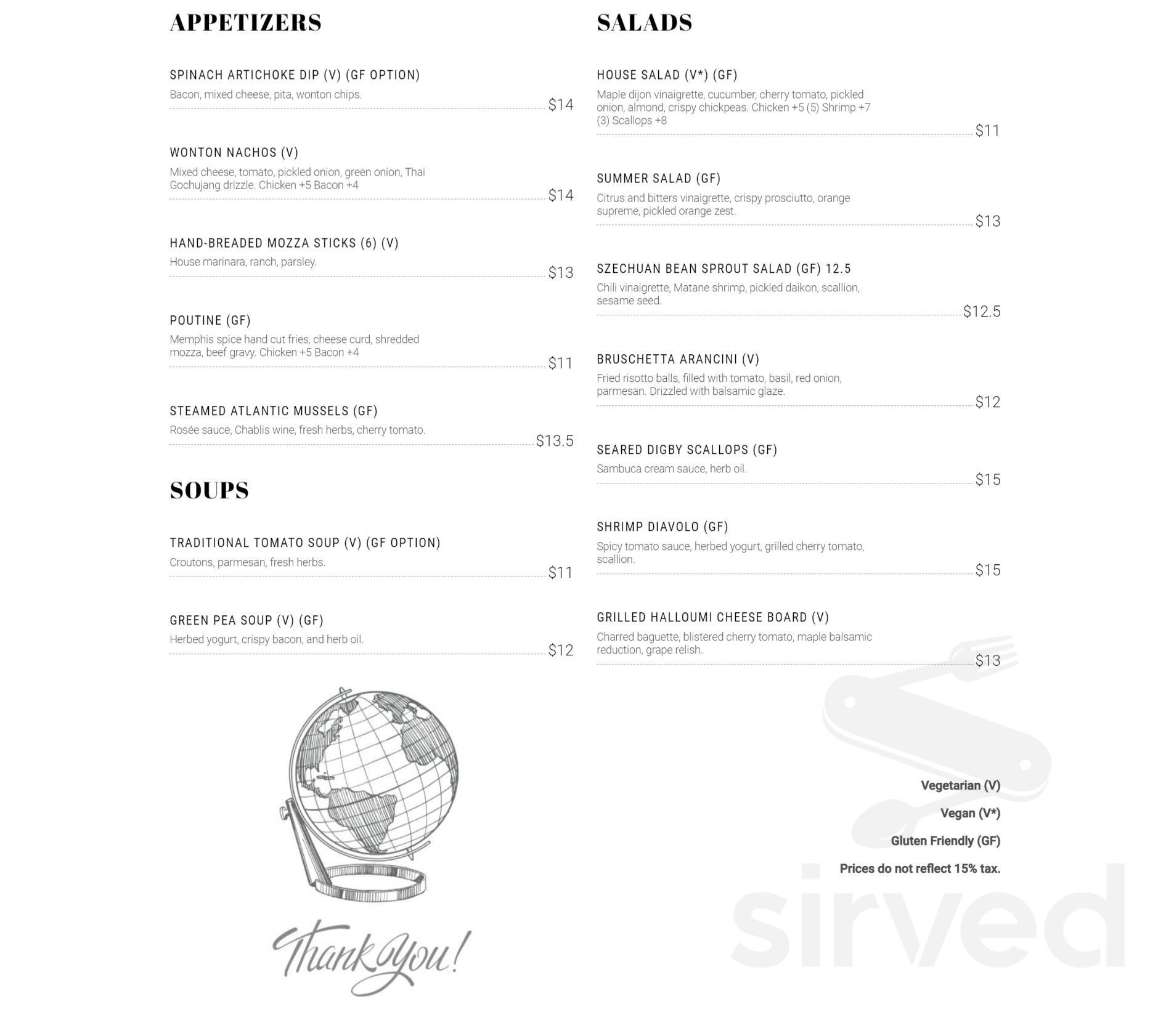 Menu - Sydney NS's 7 by 7 Restaurant | Sirved