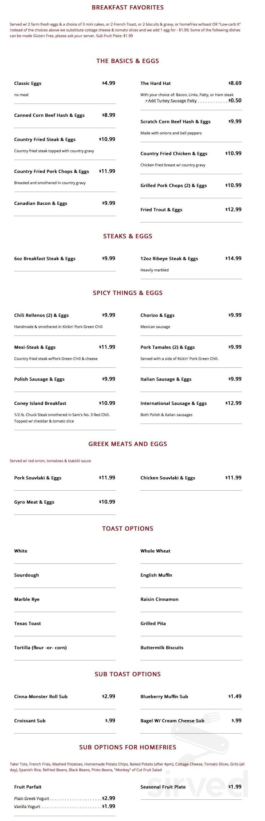 Sam's No. 3 Aurora menus in Aurora, Colorado, United States