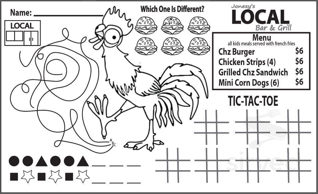 Menu for Jonesy's local in Hudson, WI | Sirved