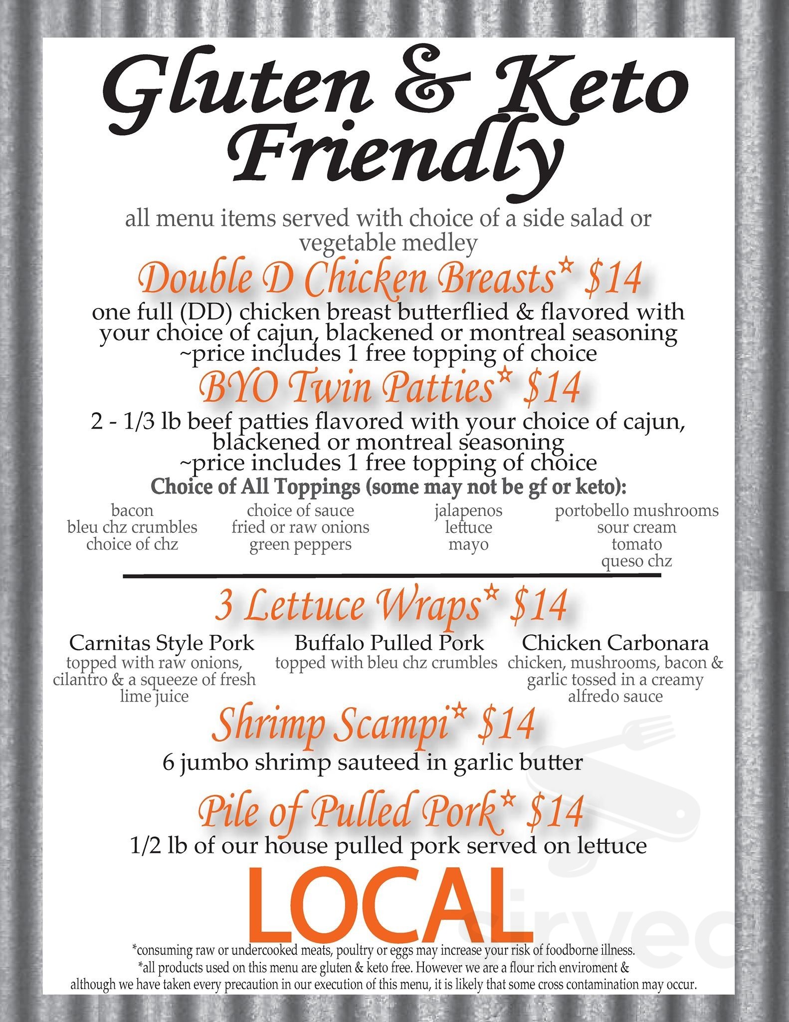 Jonesy's local menu in Hudson, Wisconsin, USA