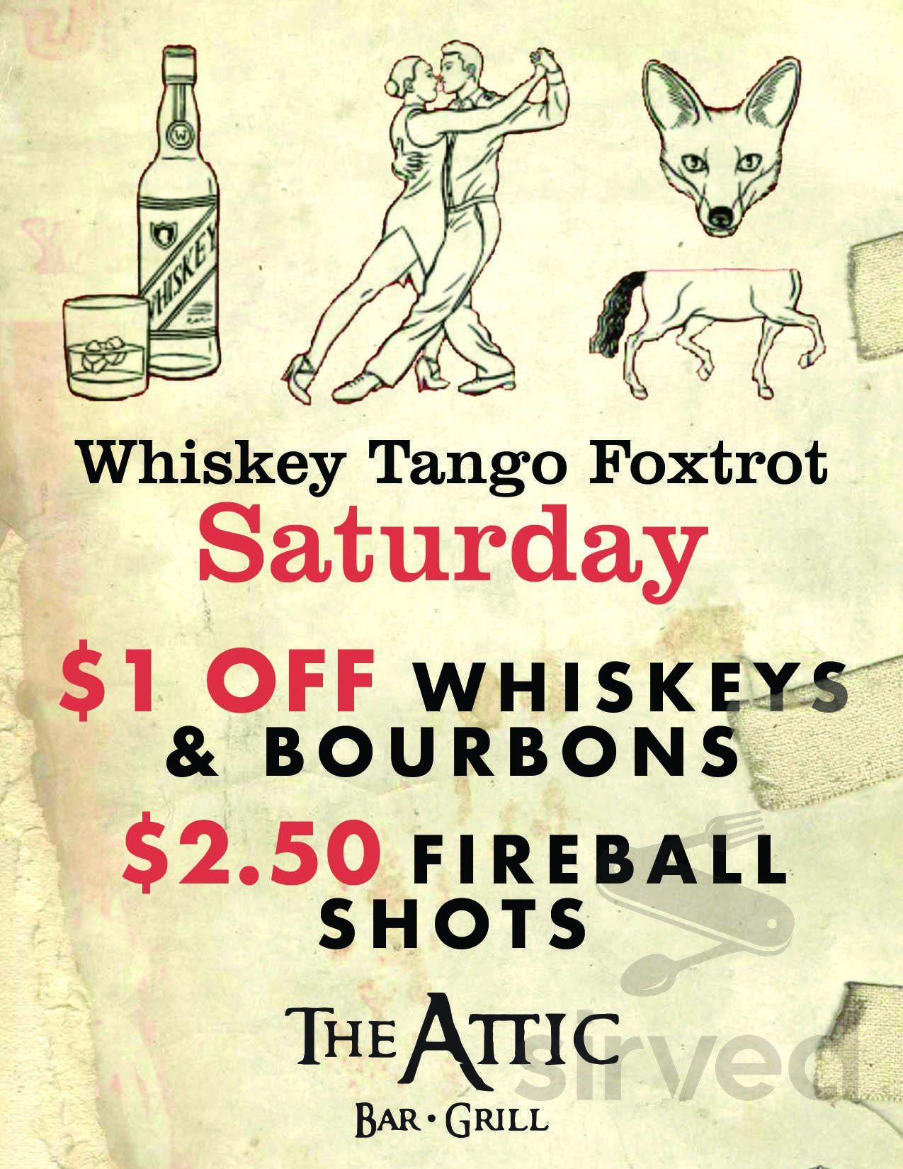 The Attic East Bar and Grill menu in Sioux Falls, South Dakota, USA