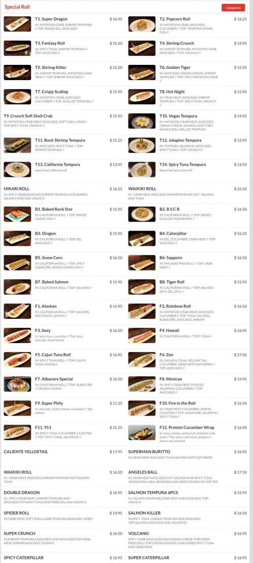 hikari sushi & ramen menu in Corona, California, USA