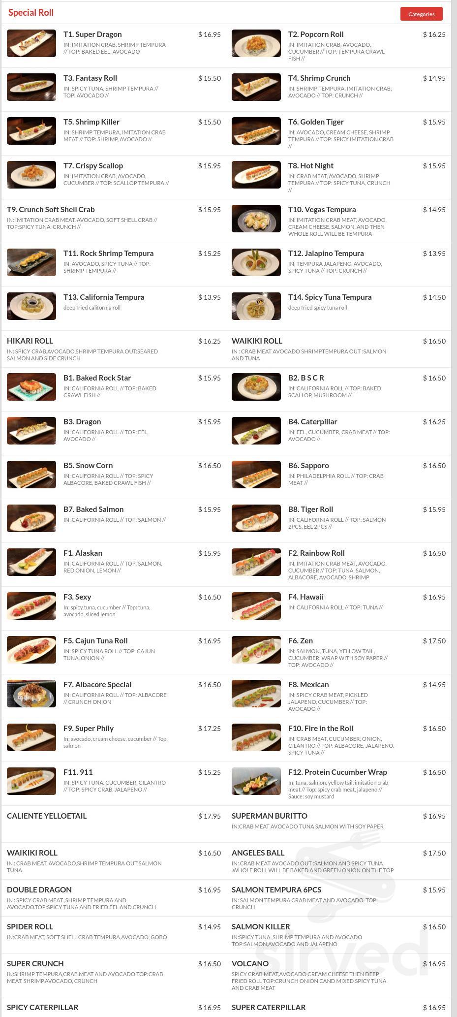 hikari sushi & ramen menu in Corona, California, USA