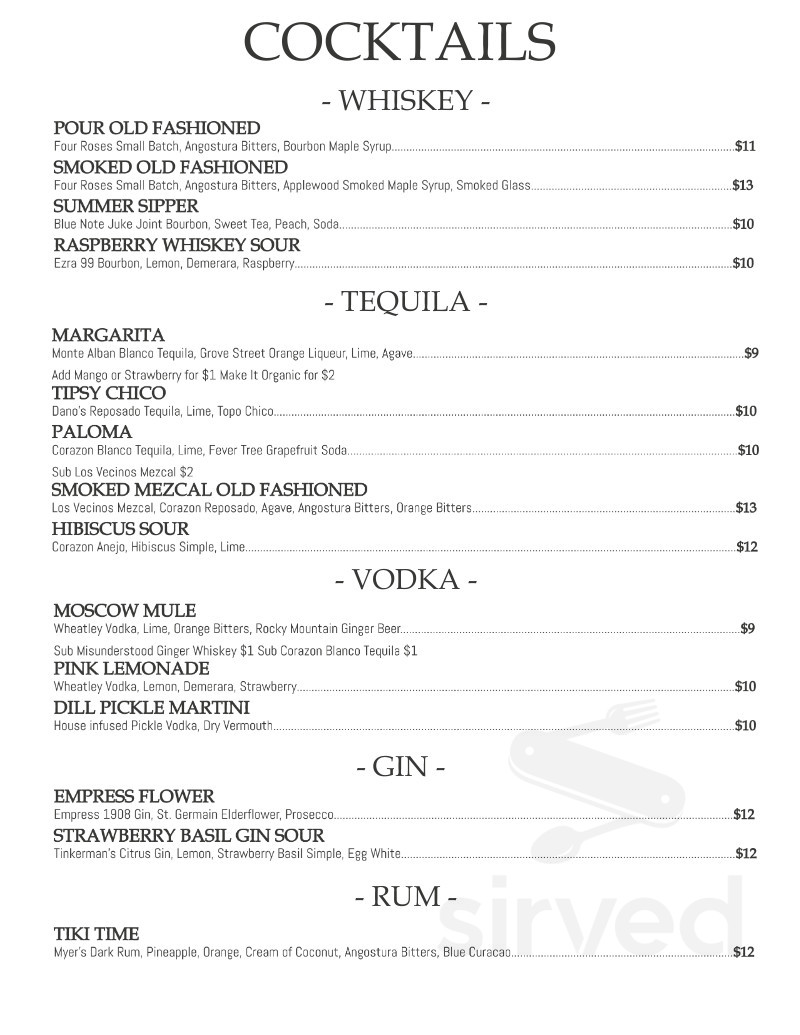 Pour Tap House menu in Commerce City, Colorado, USA