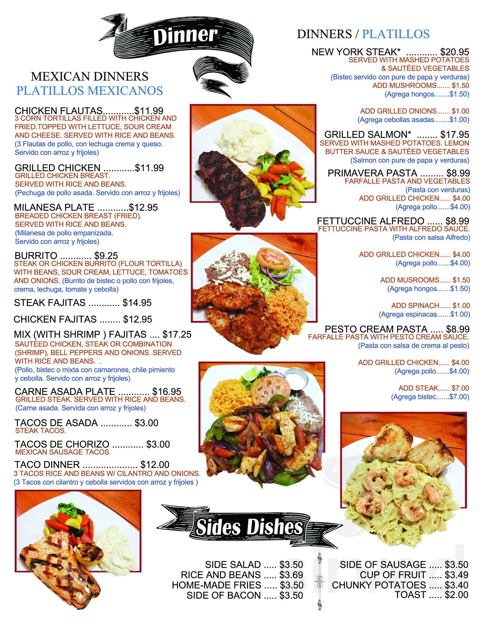 Thiago's Restaurant Mexican-American Food menu in Chicago, Illinois, USA