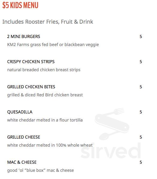 The Roost menu in Longmont, Colorado, USA
