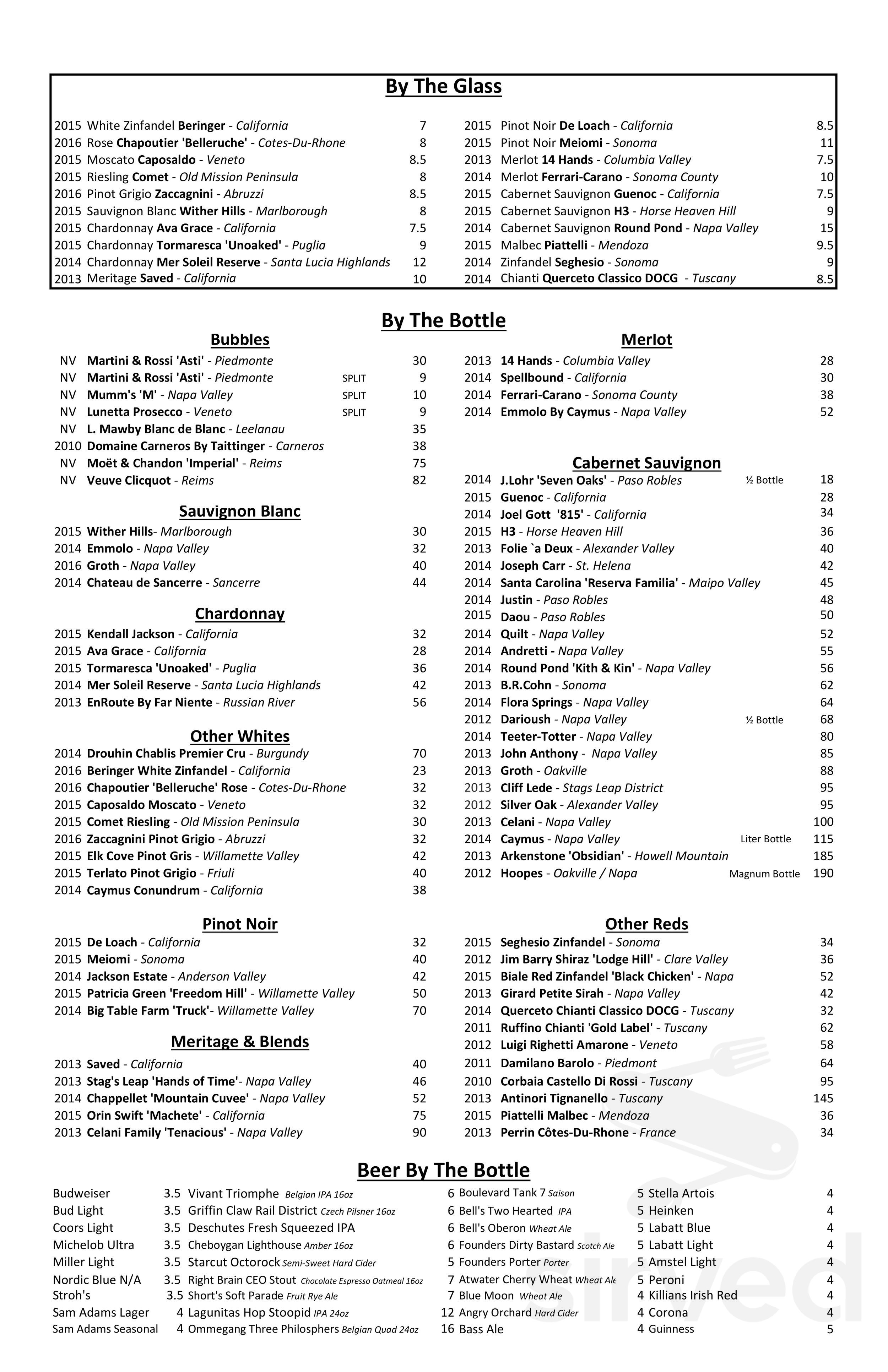 The Brewery menu in Clinton Twp, Michigan, USA