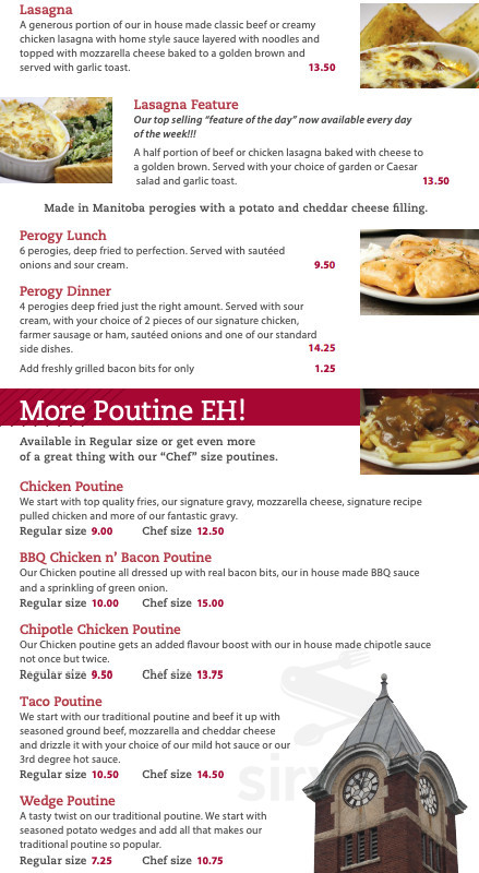 Menu - Virden MB's Chicken Chef | Sirved