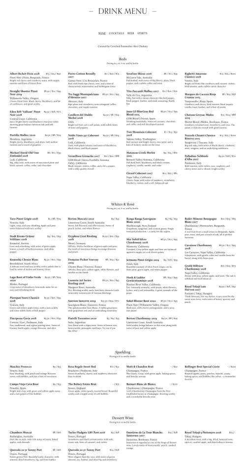 84 Italian Steakhouse menu in Fargo, North Dakota, USA