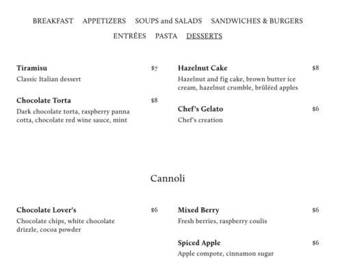 84 Italian Steakhouse menu in Fargo, North Dakota, USA