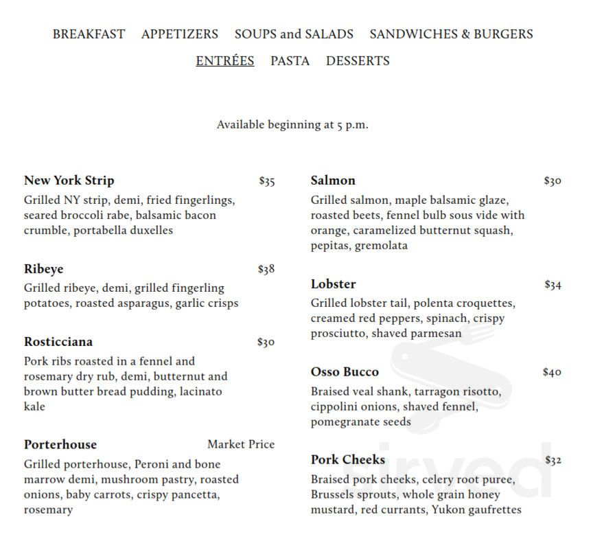 84 Italian Steakhouse menu in Fargo, North Dakota, USA