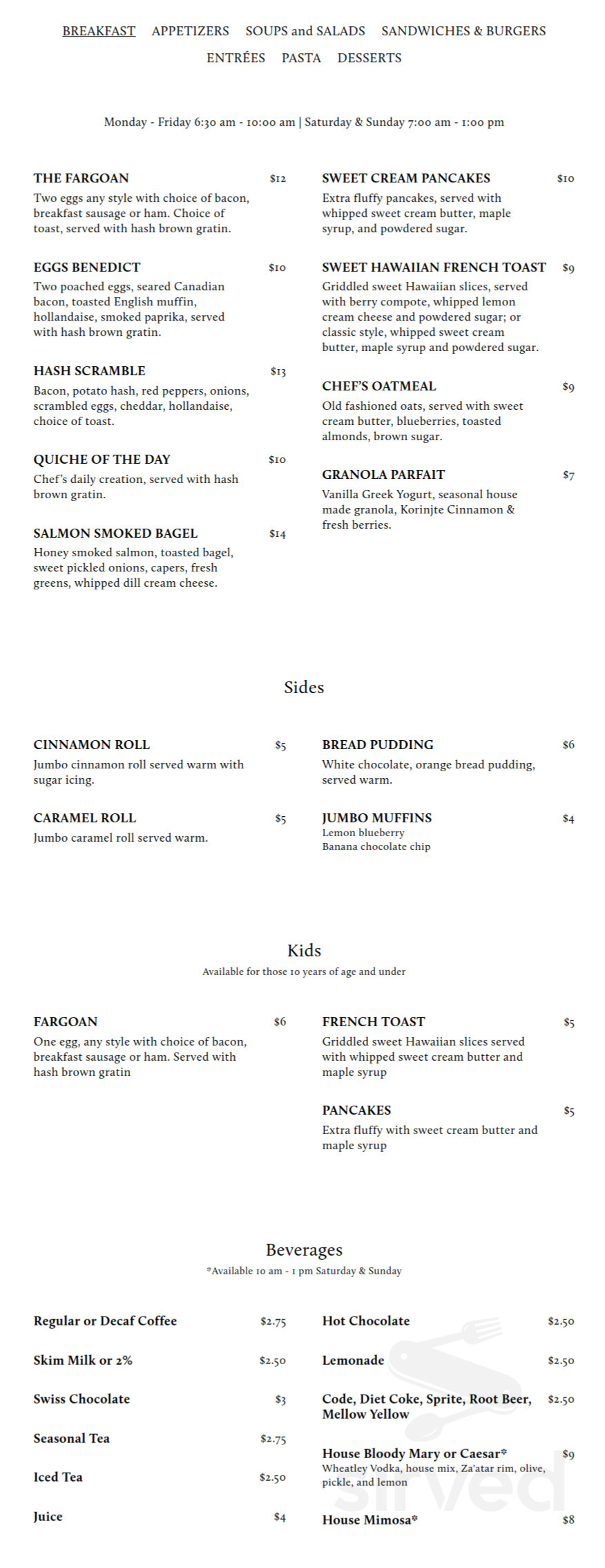 84 Italian Steakhouse menu in Fargo, North Dakota, USA