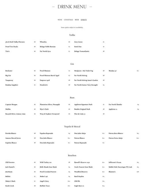 84 Italian Steakhouse menu in Fargo, North Dakota, USA