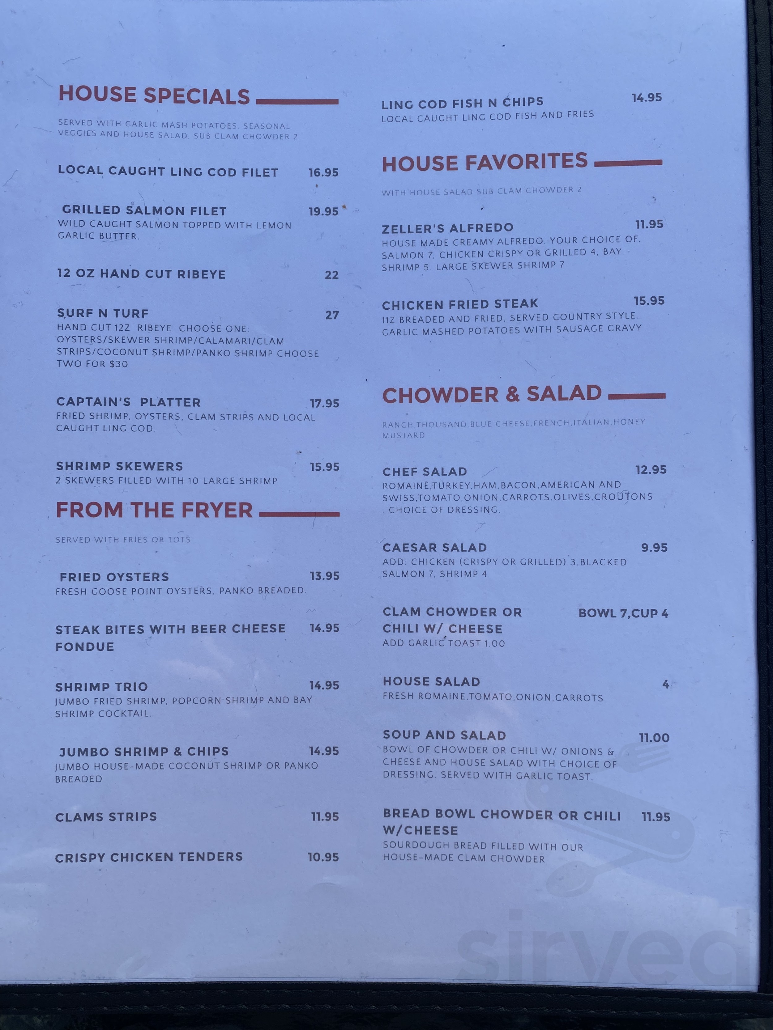 Menu for Roadhouse in Otis, Oregon, United States