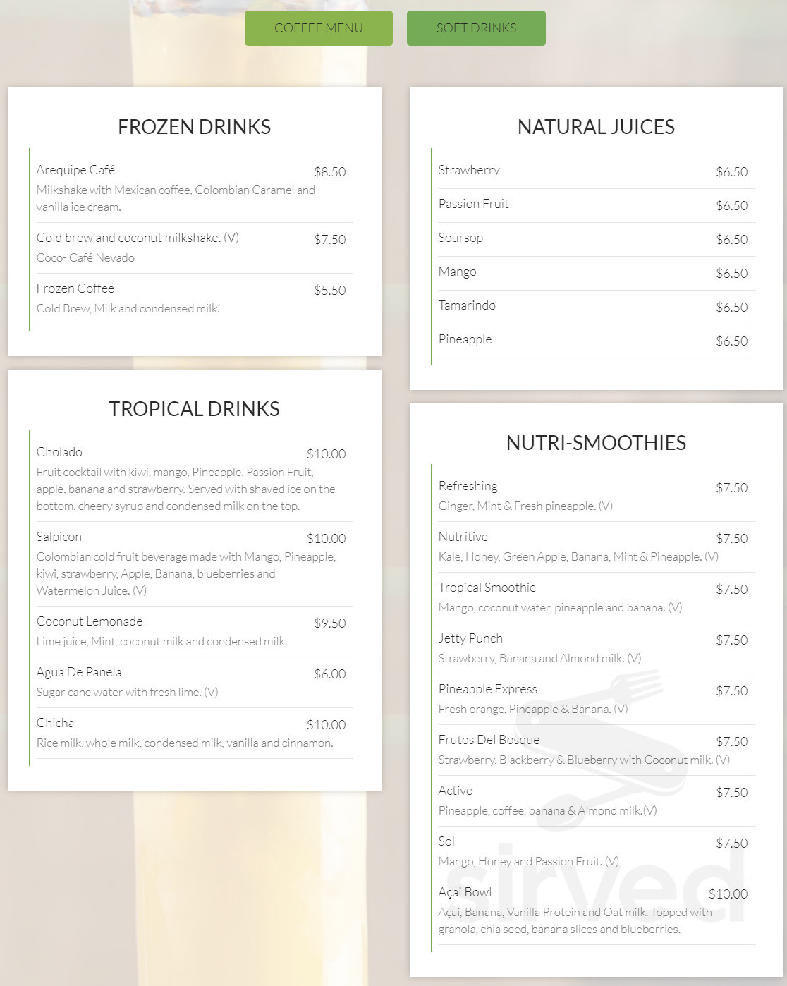 Tostones Café menu in Cape Elizabeth, Maine, USA