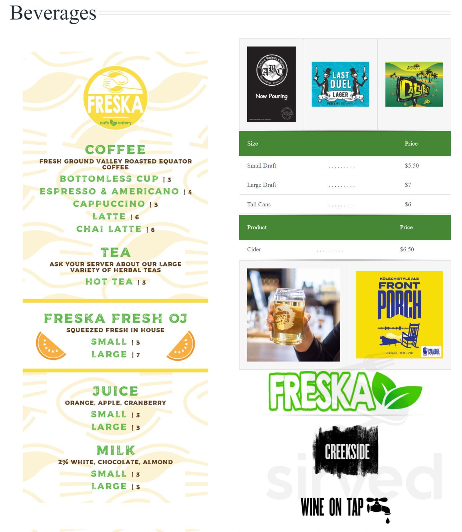 FRESKA INC. menu in Carleton Place, Ontario, Canada
