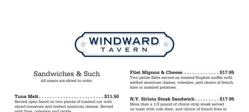 Menu for Windward Tavern in Brick Township, NJ | Sirved