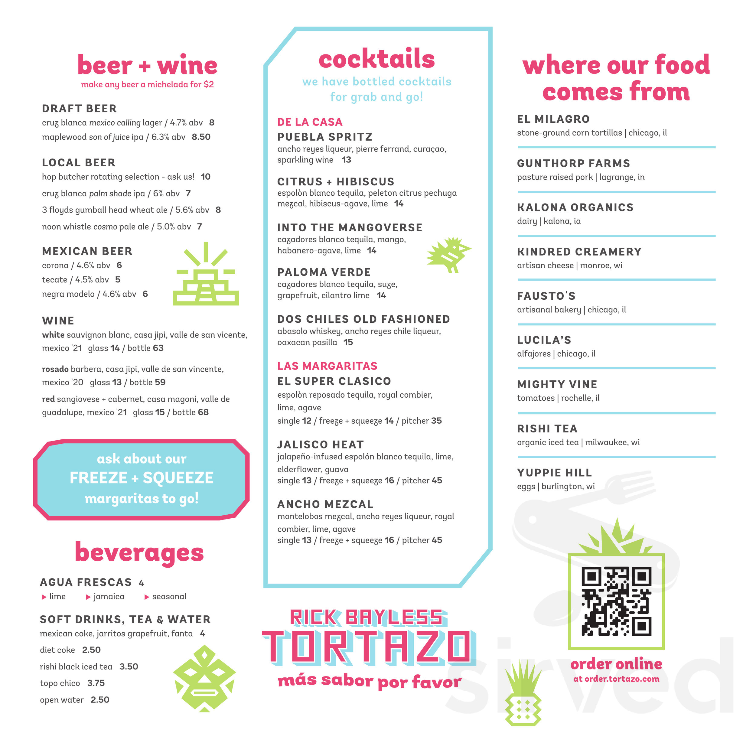 Tortazo menu in Chicago, Illinois, USA