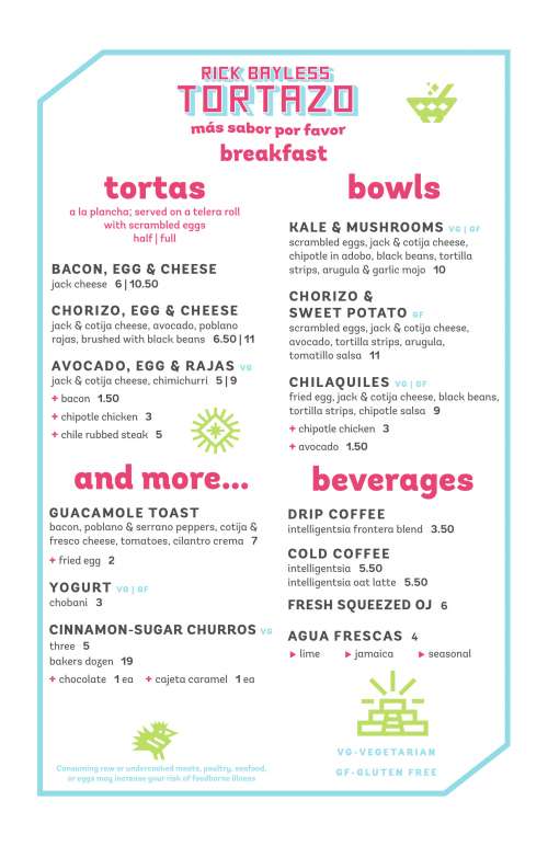 Tortazo menu in Chicago, Illinois, USA