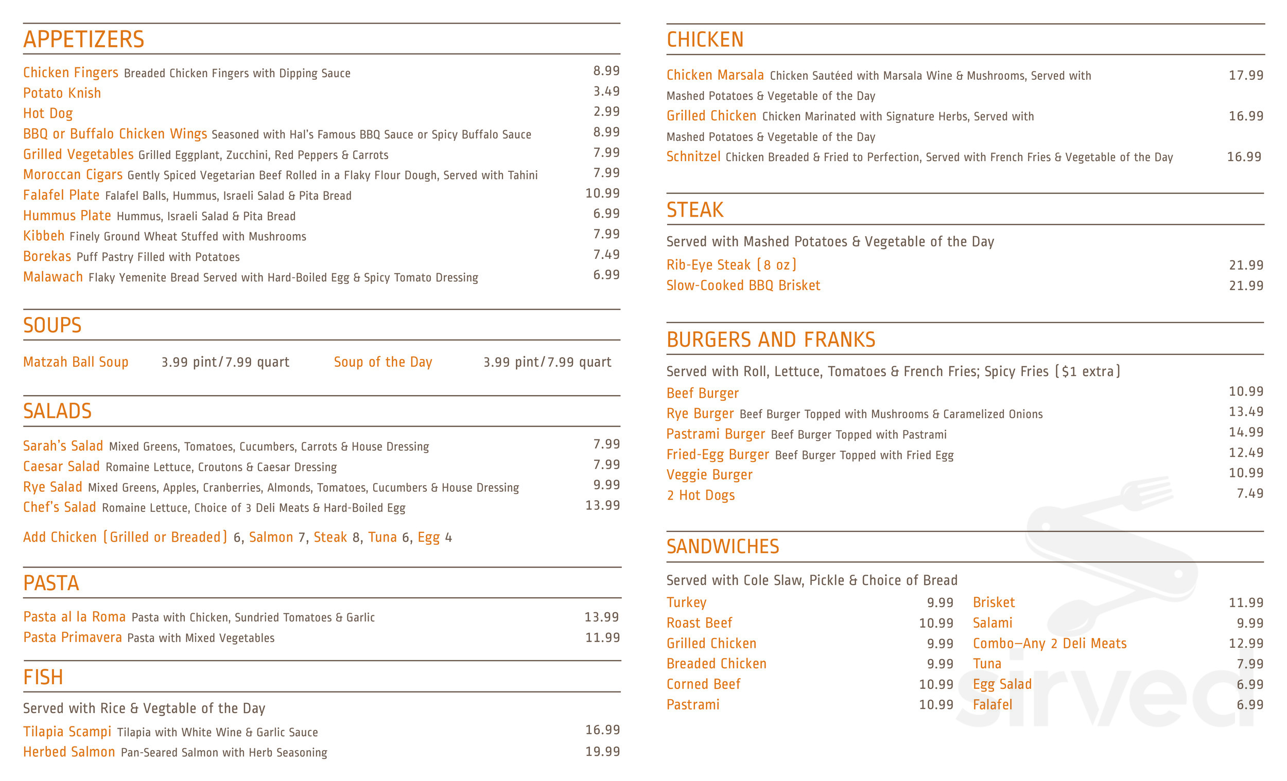 Rye Deli & Catering menu in Springfield, New Jersey, USA