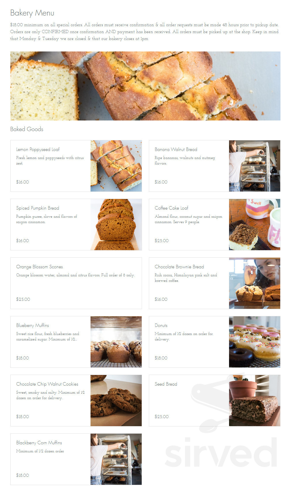 Saltwater Bakery menu in Pacifica, California, USA