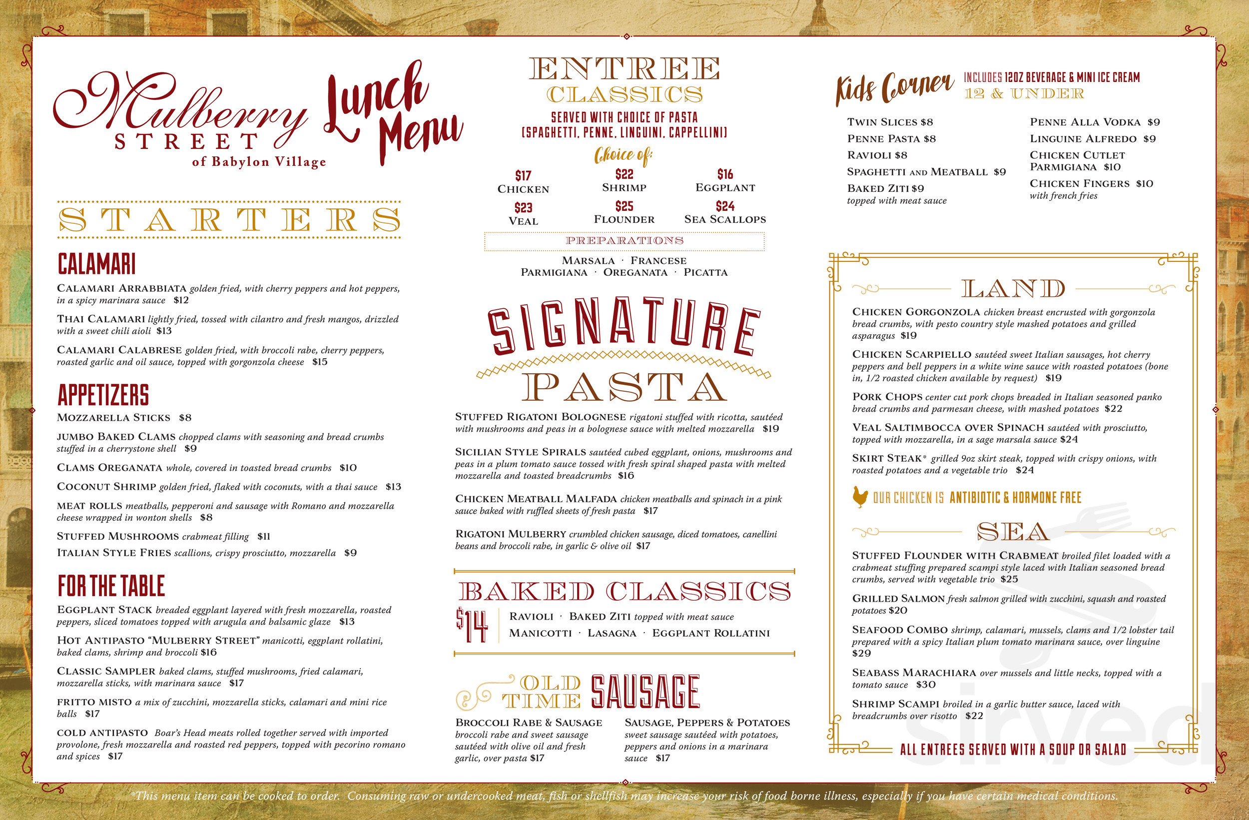 Mulberry Street Babylon menu in Babylon, New York, USA