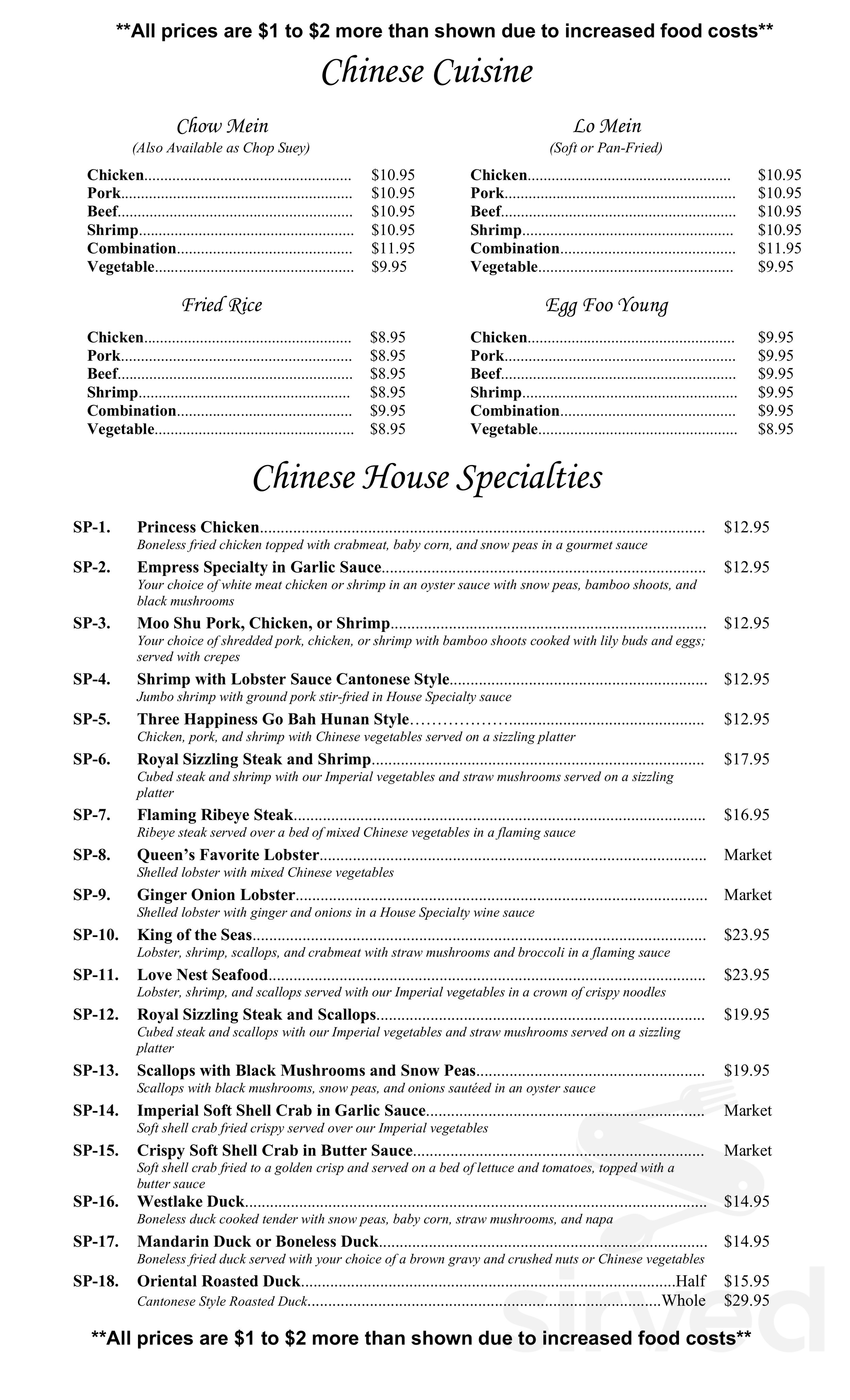 3 Happiness Restaurant menu in Gretna, Louisiana, USA
