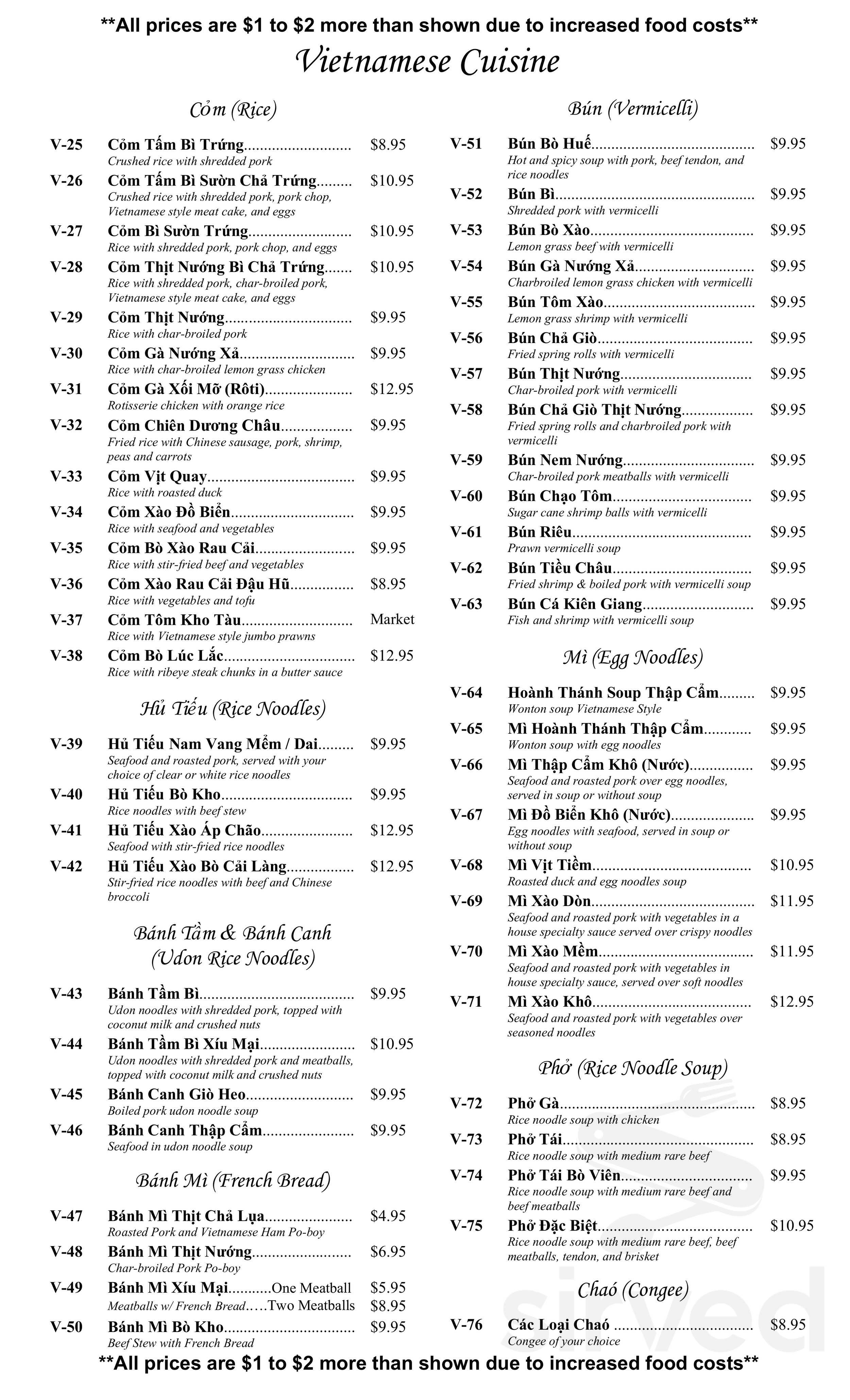 3 Happiness Restaurant menu in Gretna, Louisiana, USA