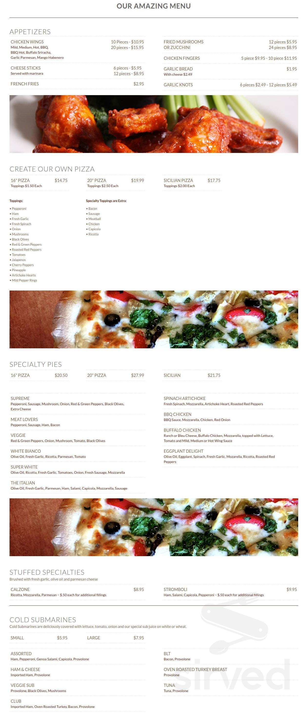 Submarino's Pizzeria menu in Glendale, Arizona, USA