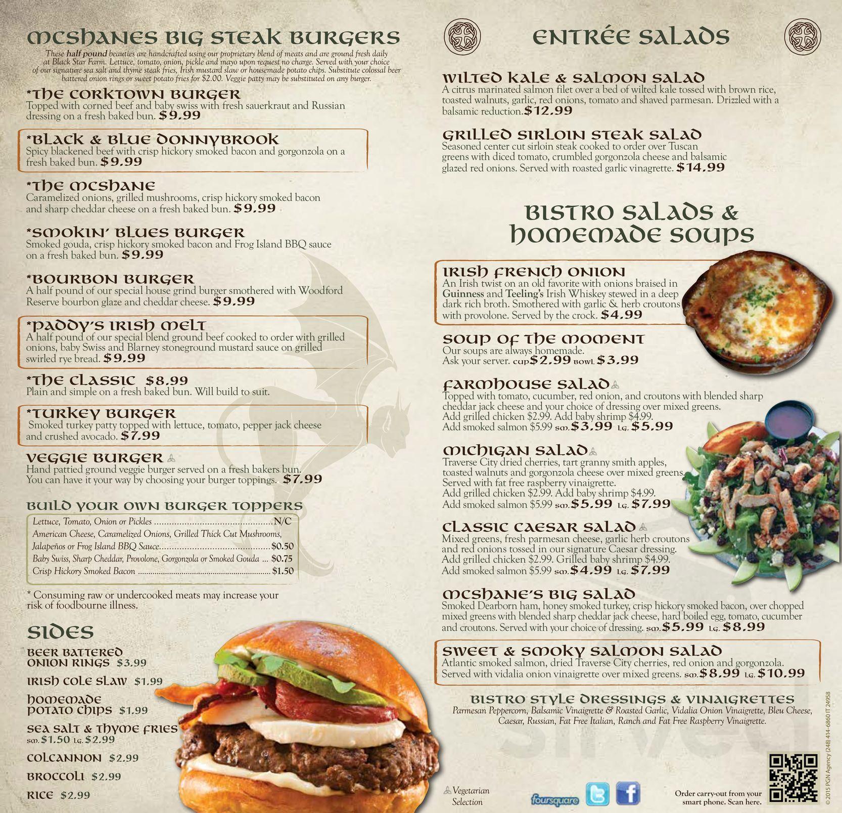 McShane s Irish Pub Menu In Ypsilanti Michigan USA McShane s Irish Pub Menu In Ypsilanti Michigan USA
