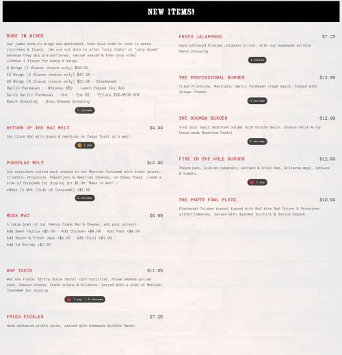 Scholars and Scoundrels Bar and Grill menu in Sugar Land, Texas, USA