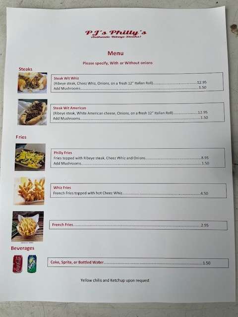 Pj's Philly's Food Truck menu in Upland, California, USA