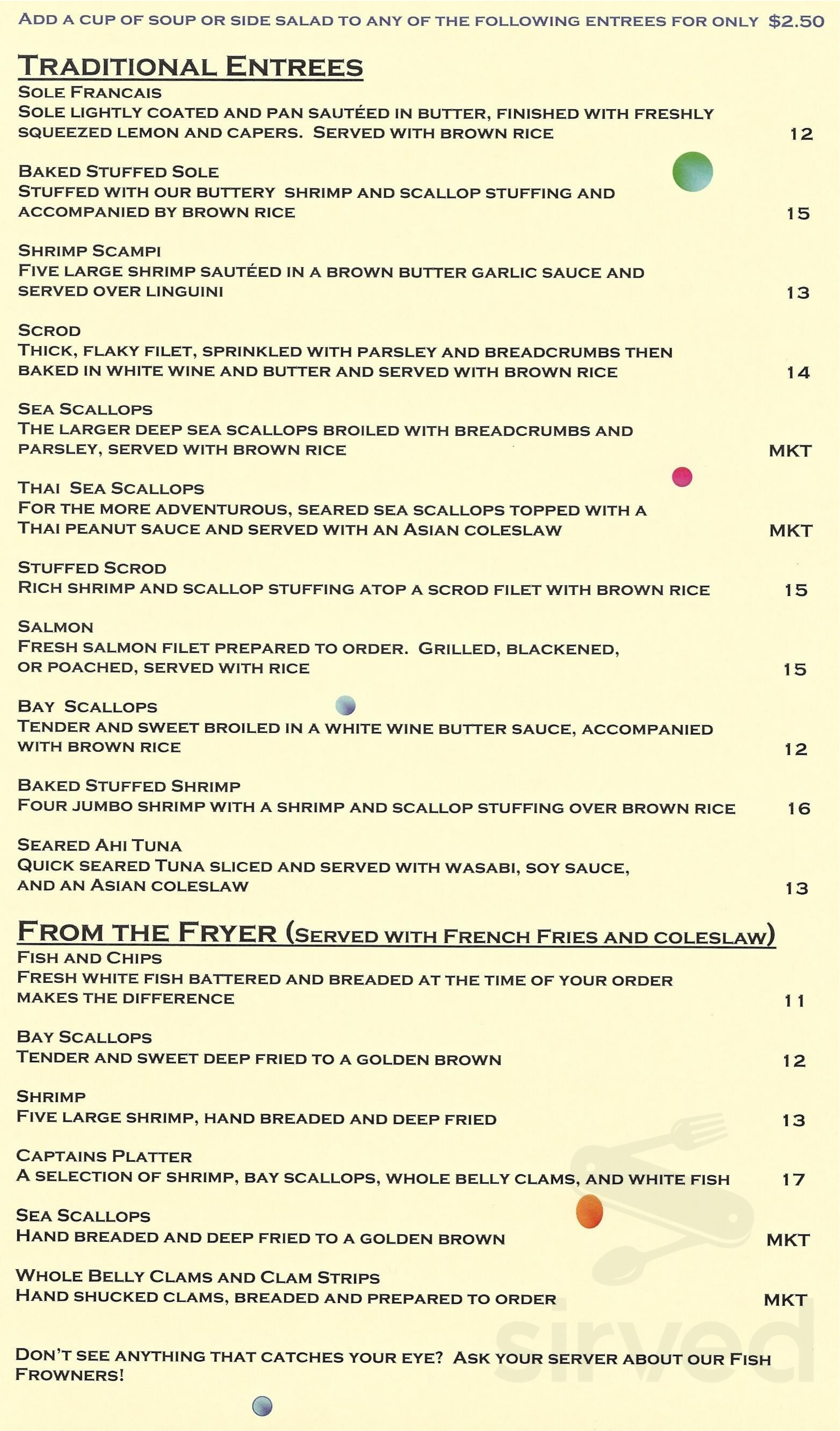 Saybrook Fish House menu in Rocky Hill, Connecticut, USA