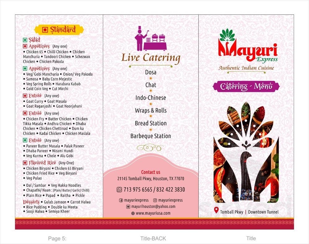 Mayuri Express menu in Houston, Texas, USA