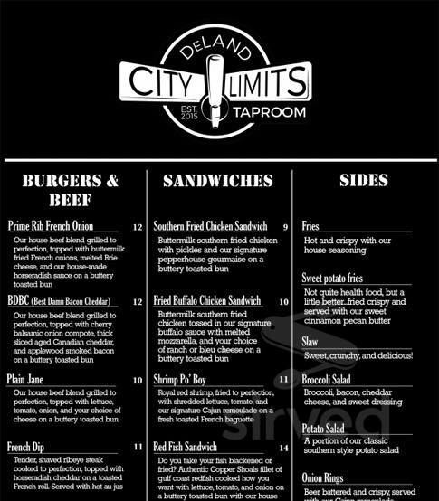 Menu for City Limits Taproom and Grille in DeLand, FL | Sirved