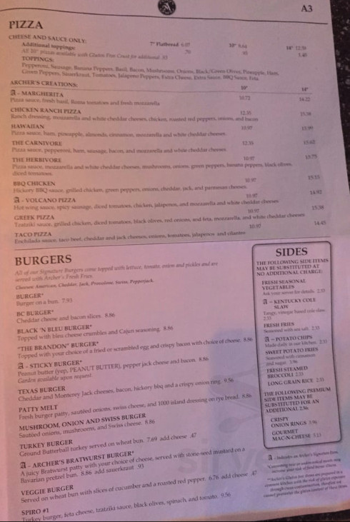 Archers Tavern Centerville menus in Centerville, Ohio, United States