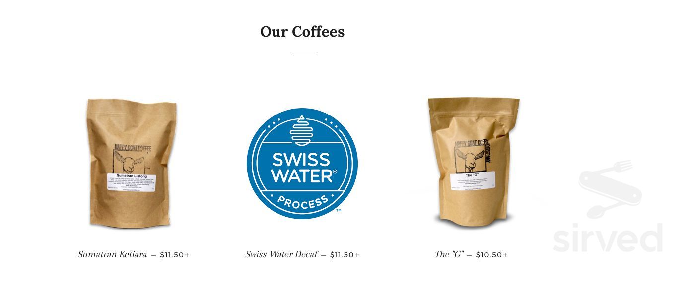 Menu for Happy Goat Coffee Co. (Sandy Hill) in Ottawa, ON | Sirved
