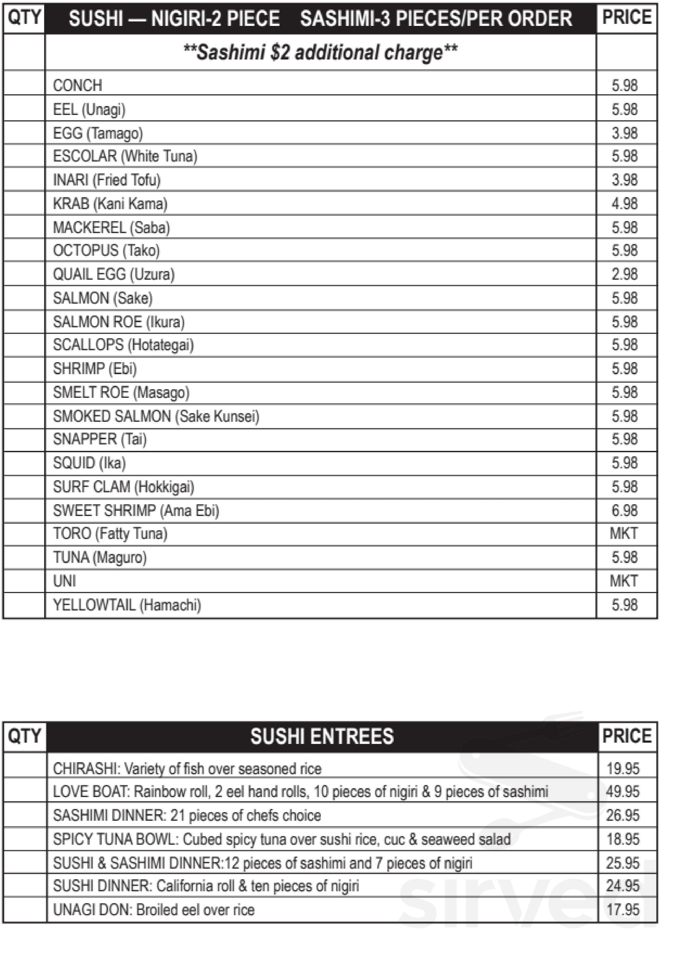 Shakai Sushi Lounge menus in Orlando, Florida, United States