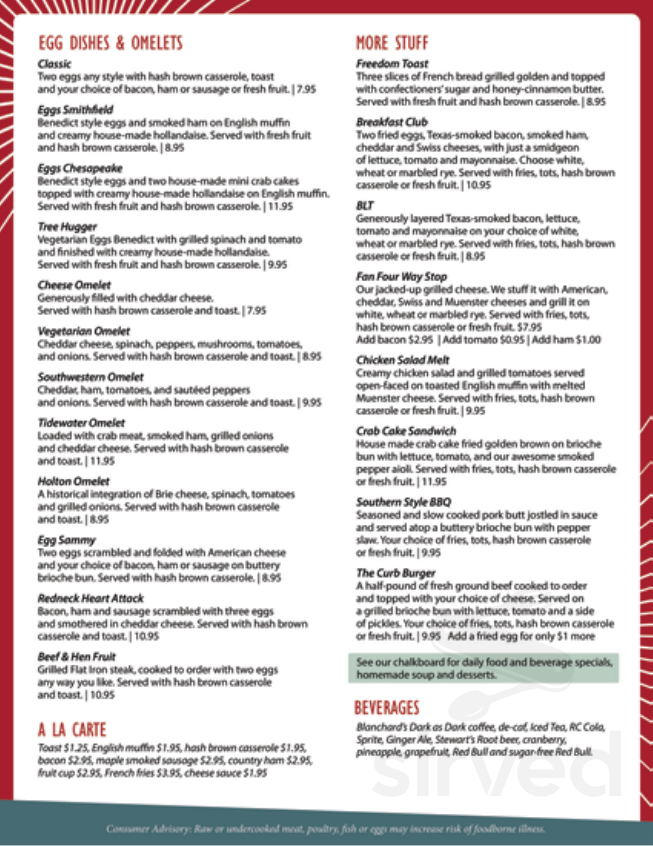 Curbside Cafe menu in Richmond, Virginia, USA