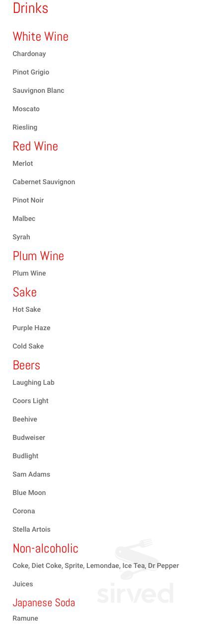 Ito Japanese Steakhouse Sushi & Thai Restaurant menu in Florence ...