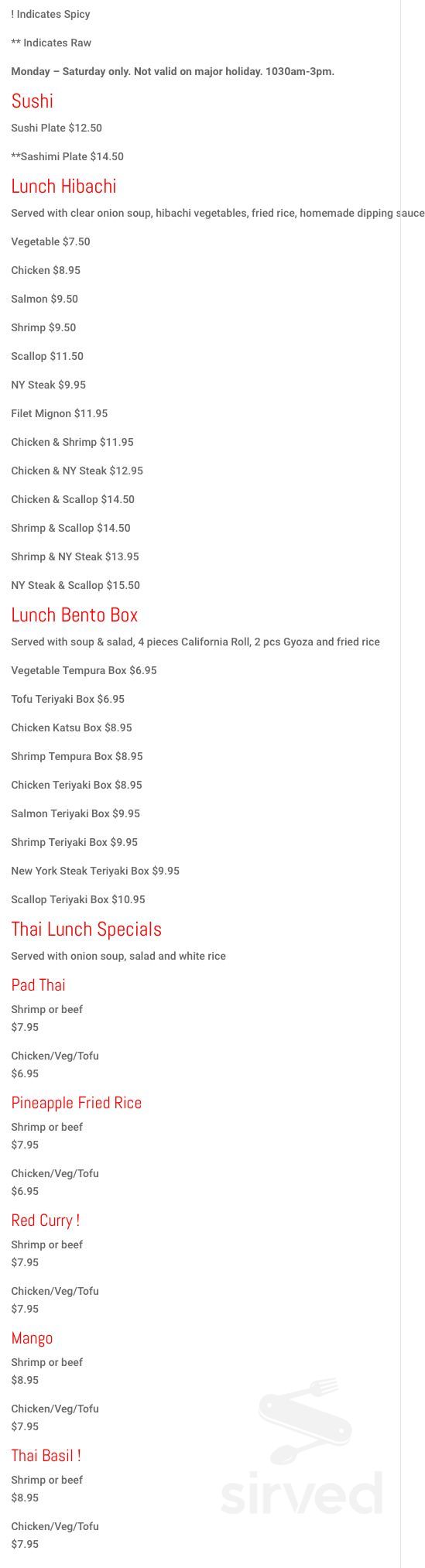 Ito Japanese Steakhouse Sushi & Thai Restaurant menu in Florence ...