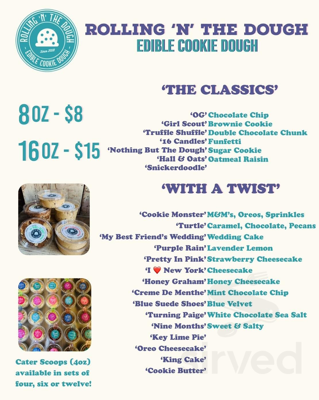 Rolling 'N' the Dough menu in Natchez, Mississippi, USA