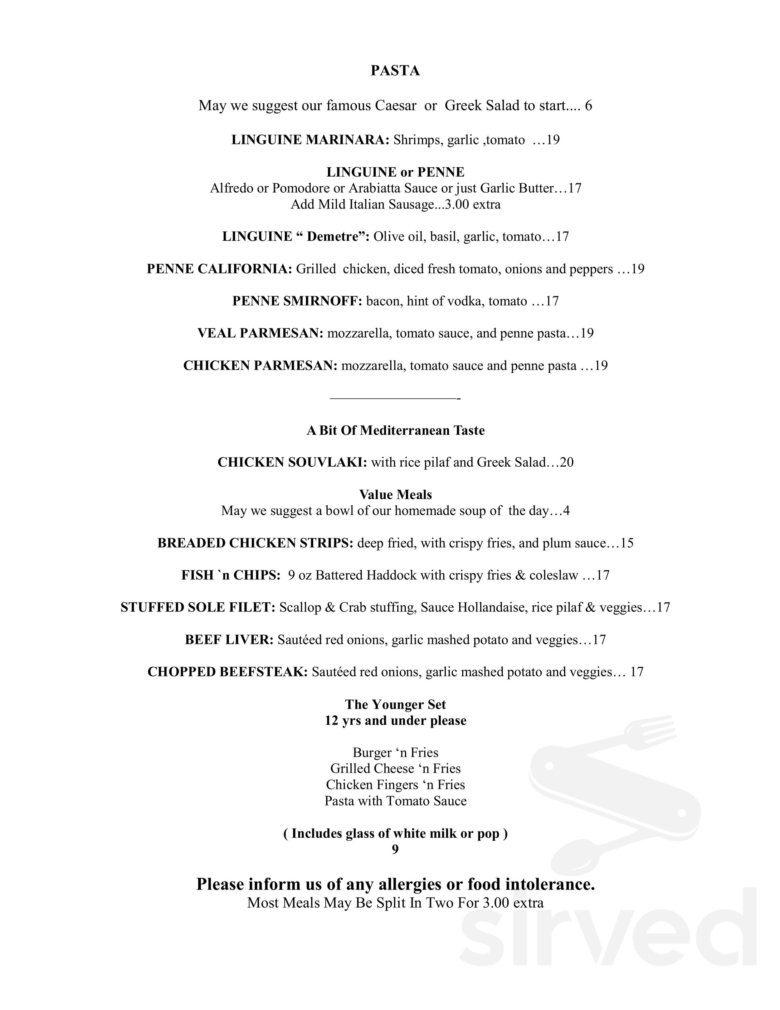 Menu for The Buttery Restaurant in Newmarket, ON | Sirved