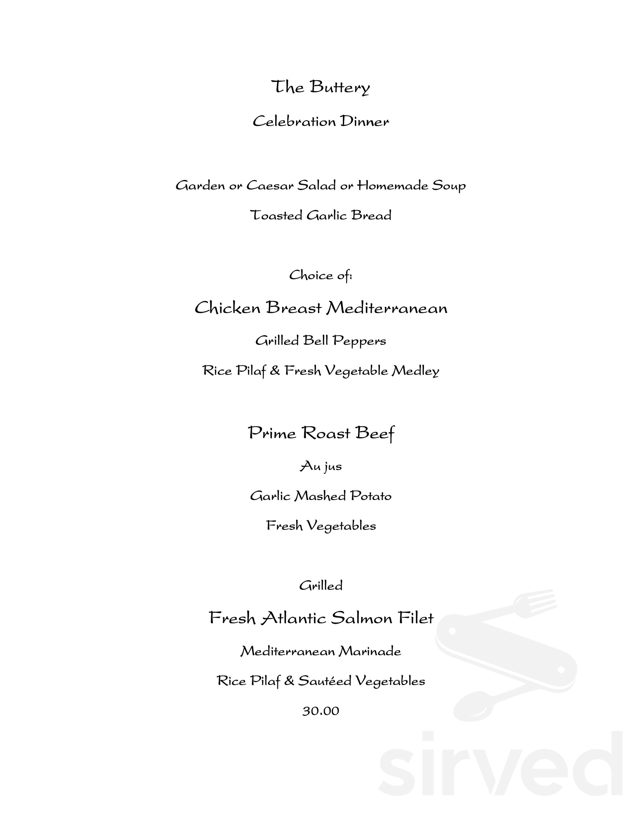 The Buttery Restaurant menu in Newmarket, Ontario, Canada