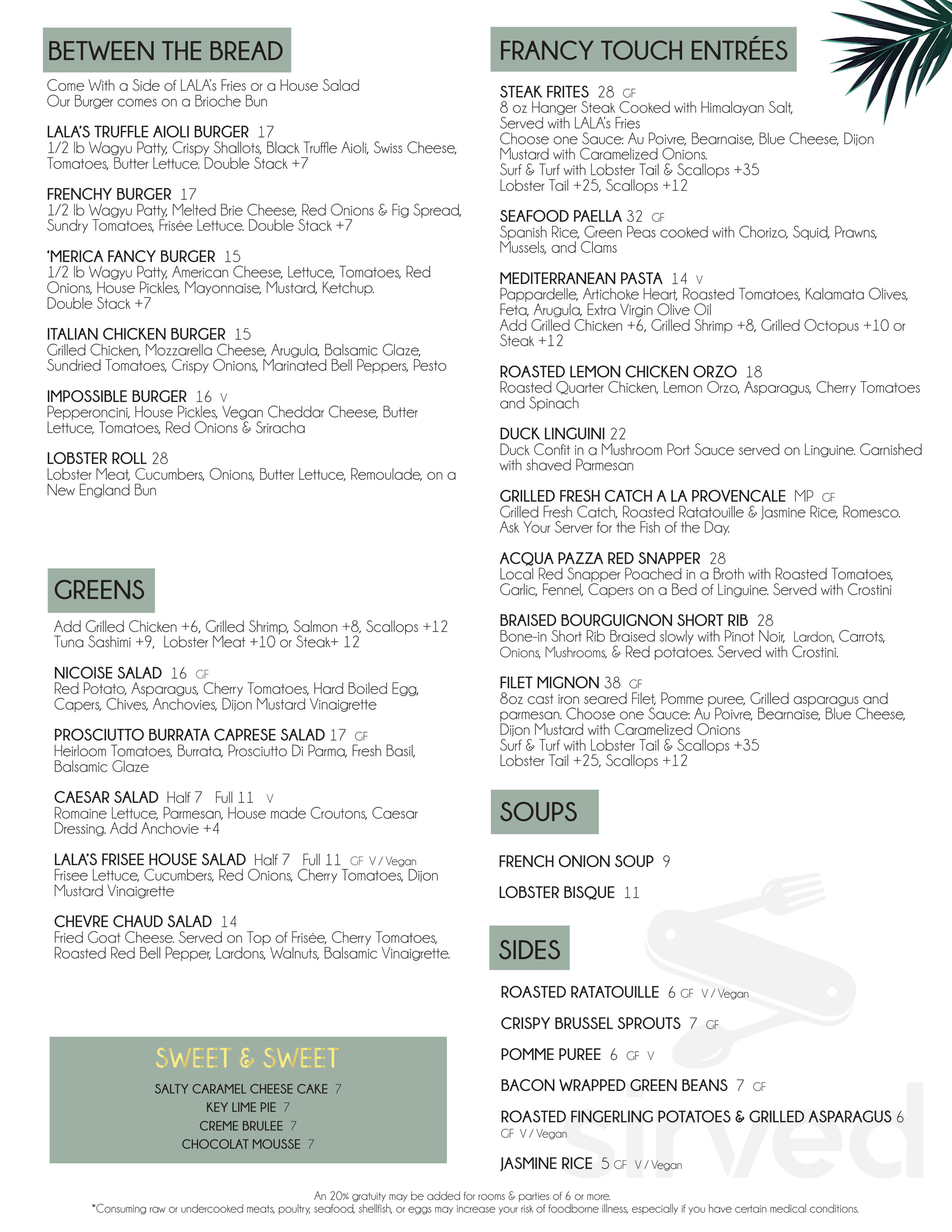 LALA St. Pete menu in St. Petersburg, Florida, USA
