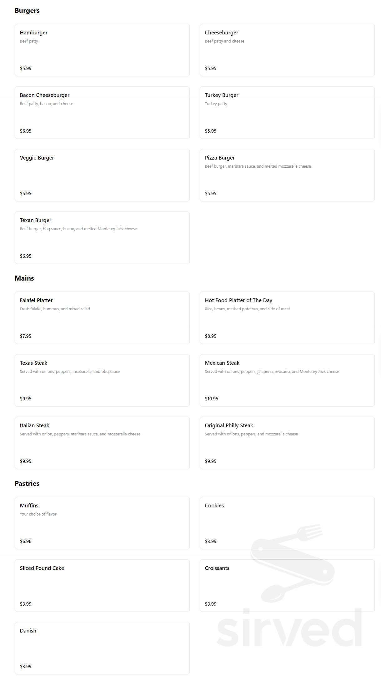 Menu - New York NY's Seaport Deli | Sirved