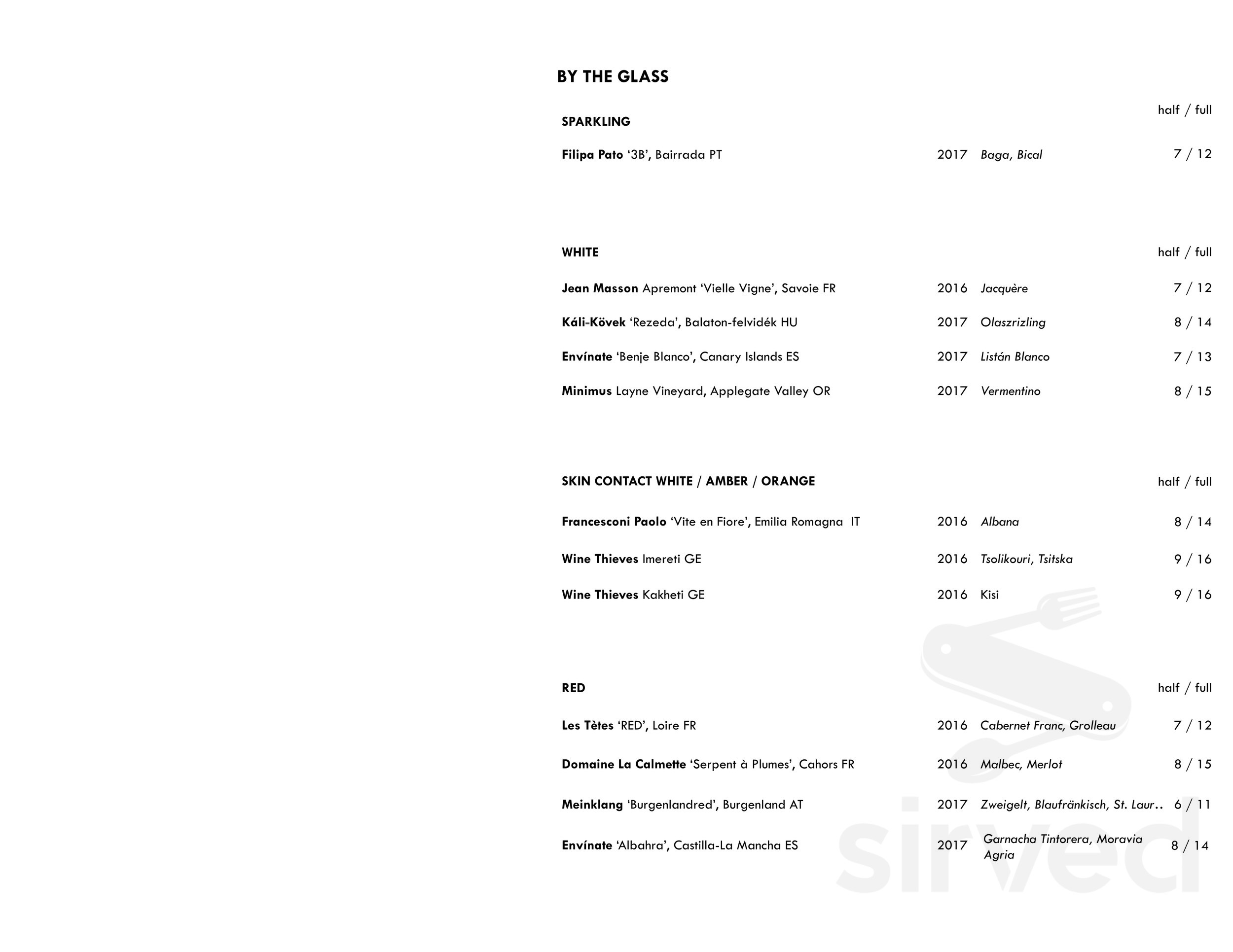 Dame menu in Portland, Oregon, USA