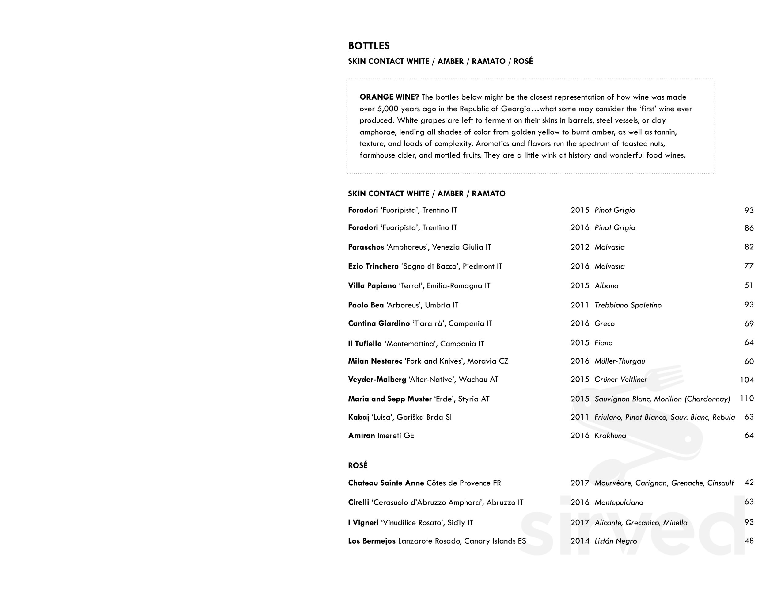 Dame menu in Portland, Oregon, USA