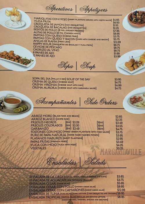 Paraiso Tropical menu in Hialeah, Florida, USA